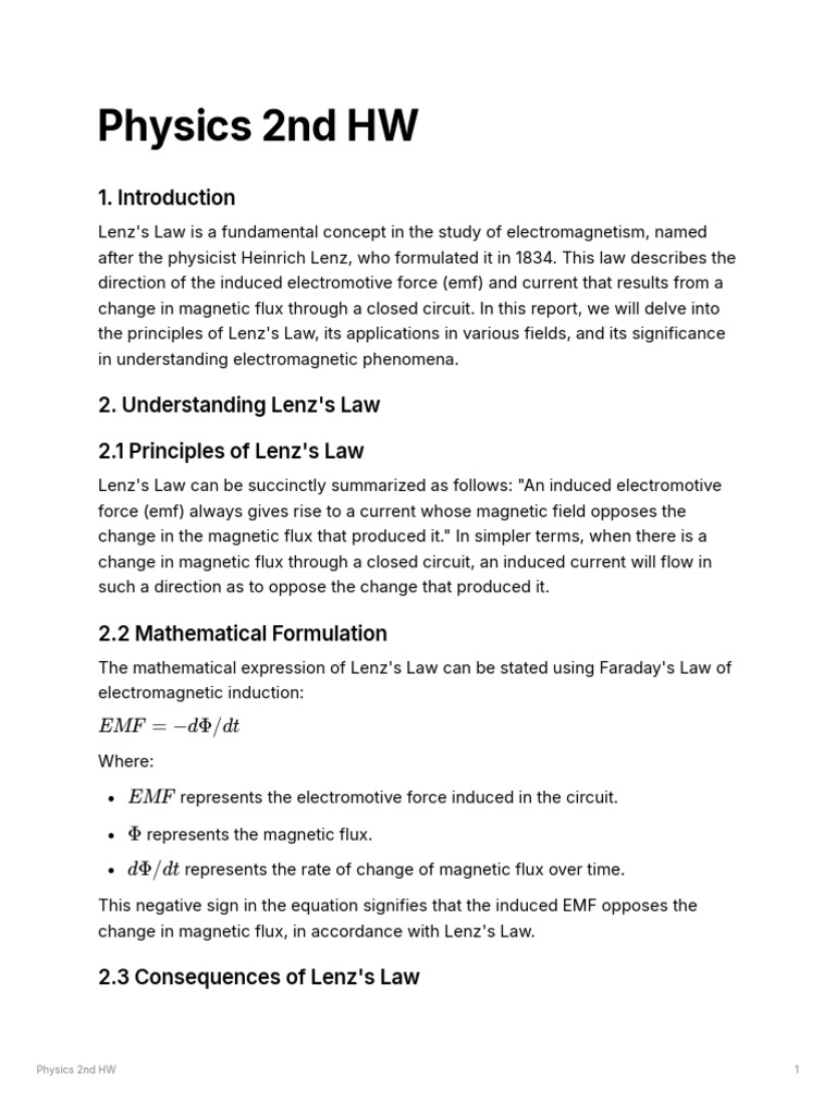 Understanding Lenz's Law in Electromagnetism | PDF | Electromagnetic ...