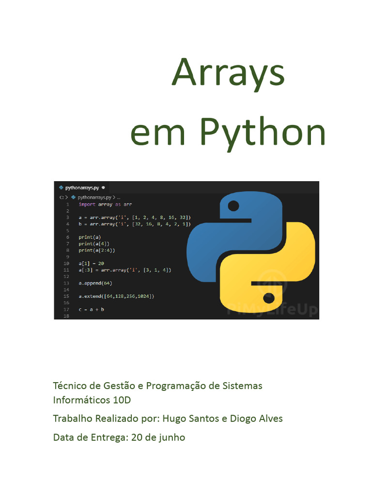 Arrays em Python | PDF | Python (linguagem de programação) | Estrutura ...