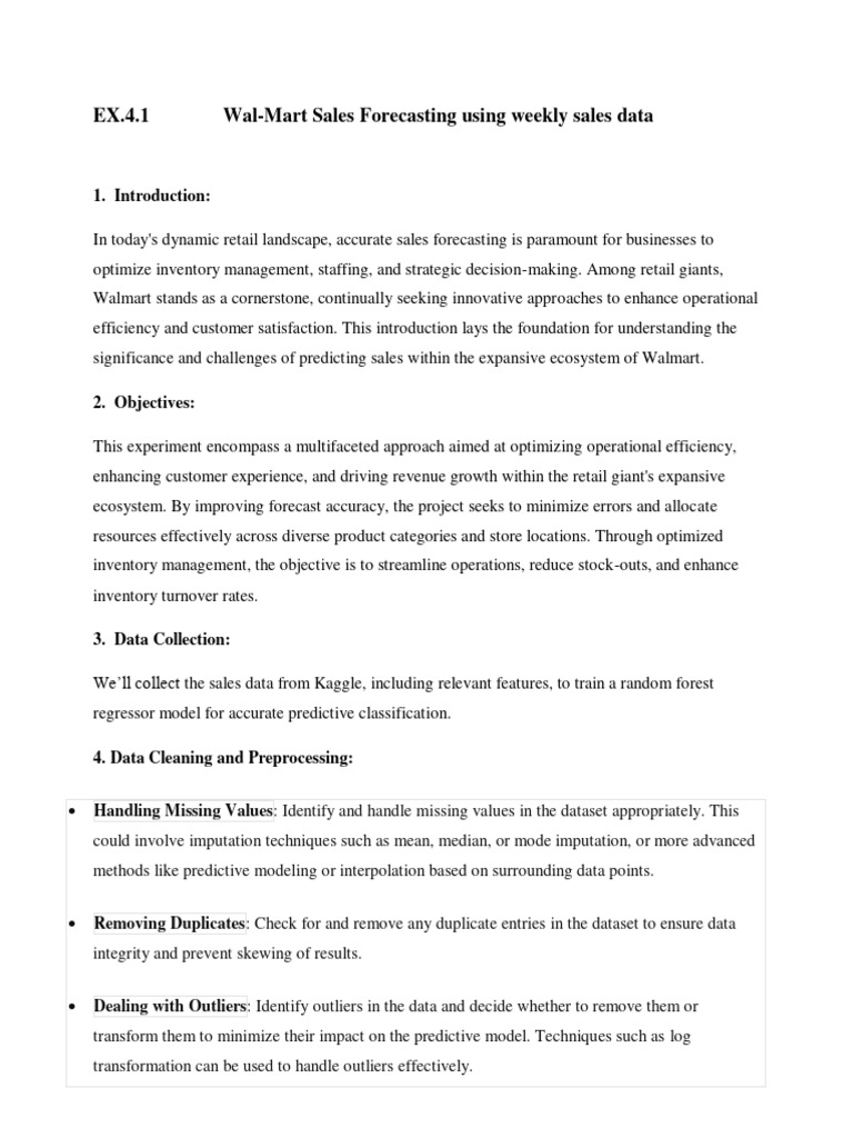 Ex4.1 Walmart Forecasting | PDF | Mean Squared Error | Errors And Residuals