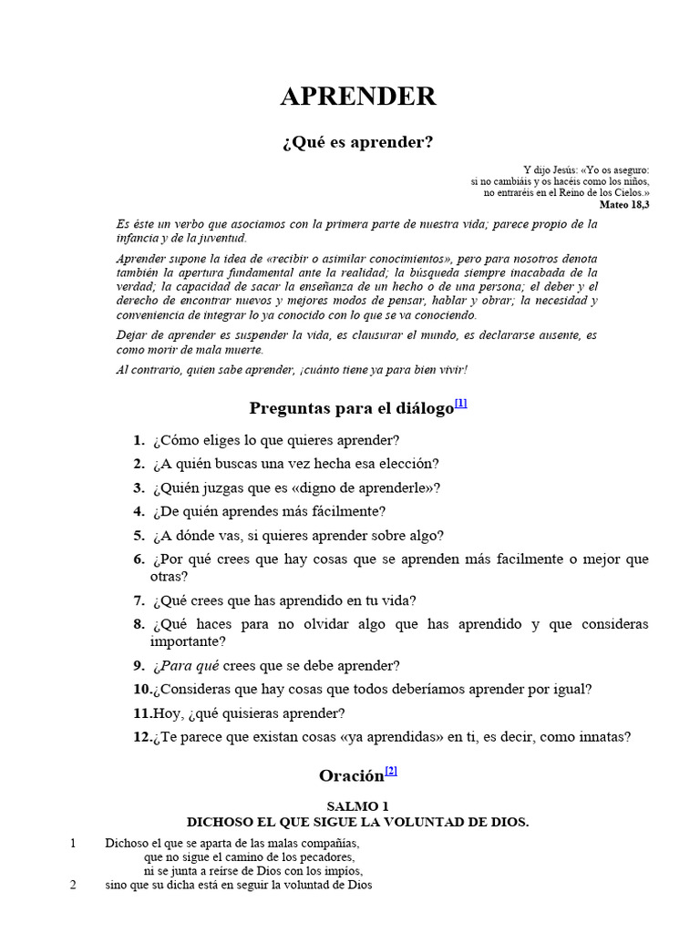 ¿Qué Es Aprender? | PDF | Jesús | Pecado