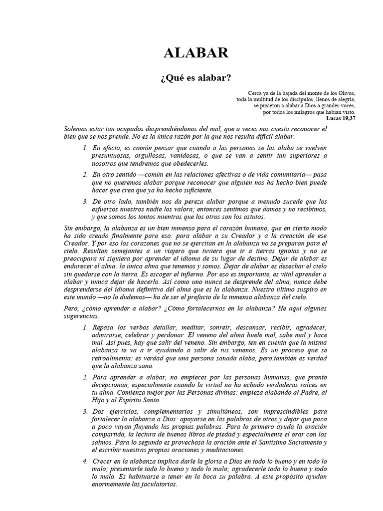 ¿Qué Es Alabar? | PDF | Oración | Creencia religiosa y doctrina