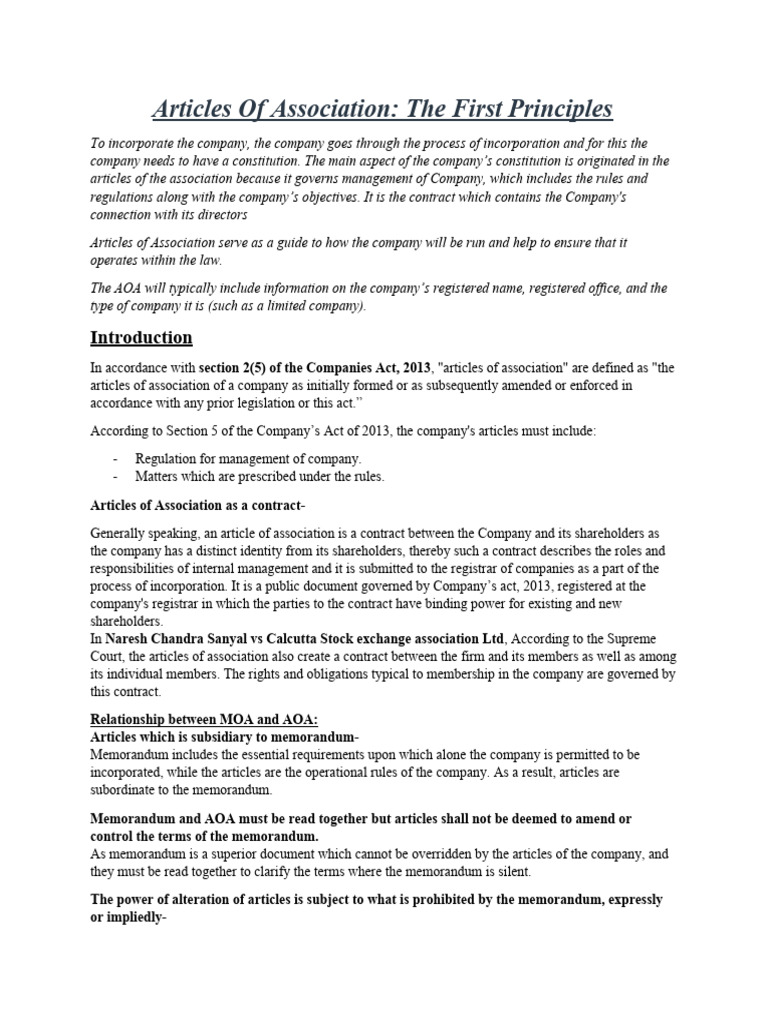 Articles of Association | PDF | Articles Of Association | Justice