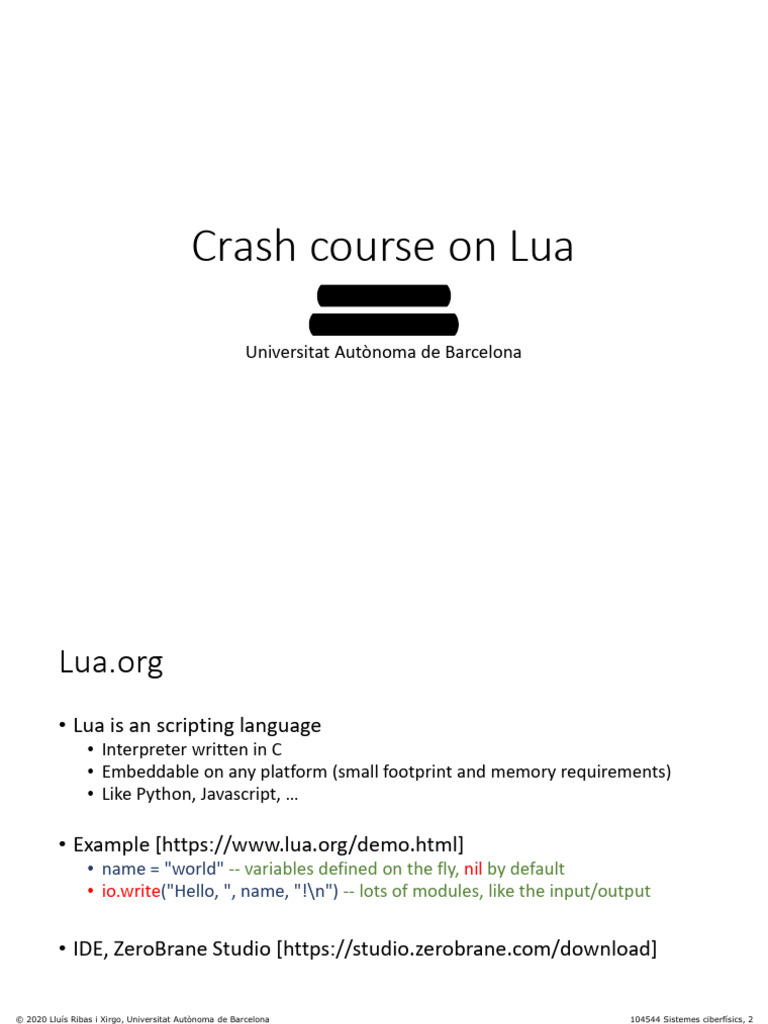 P00_Lua | PDF | Variable (Computer Science) | Computer Science