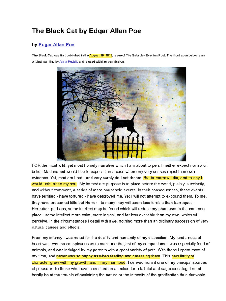 The Black Cat by Edgar Allan Poe-1 | PDF | Plaster | Cats