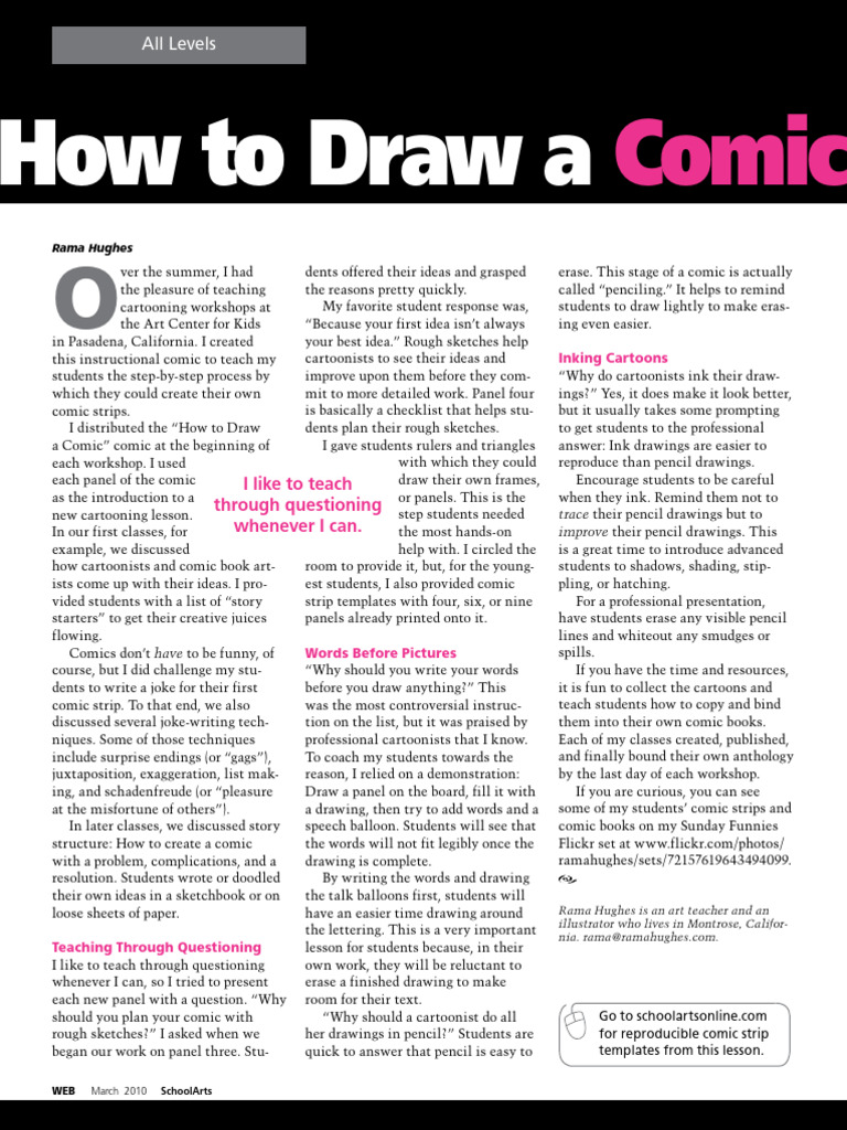 All Levels School Studio Art Lesson Plan How To Draw A Comic | PDF ...