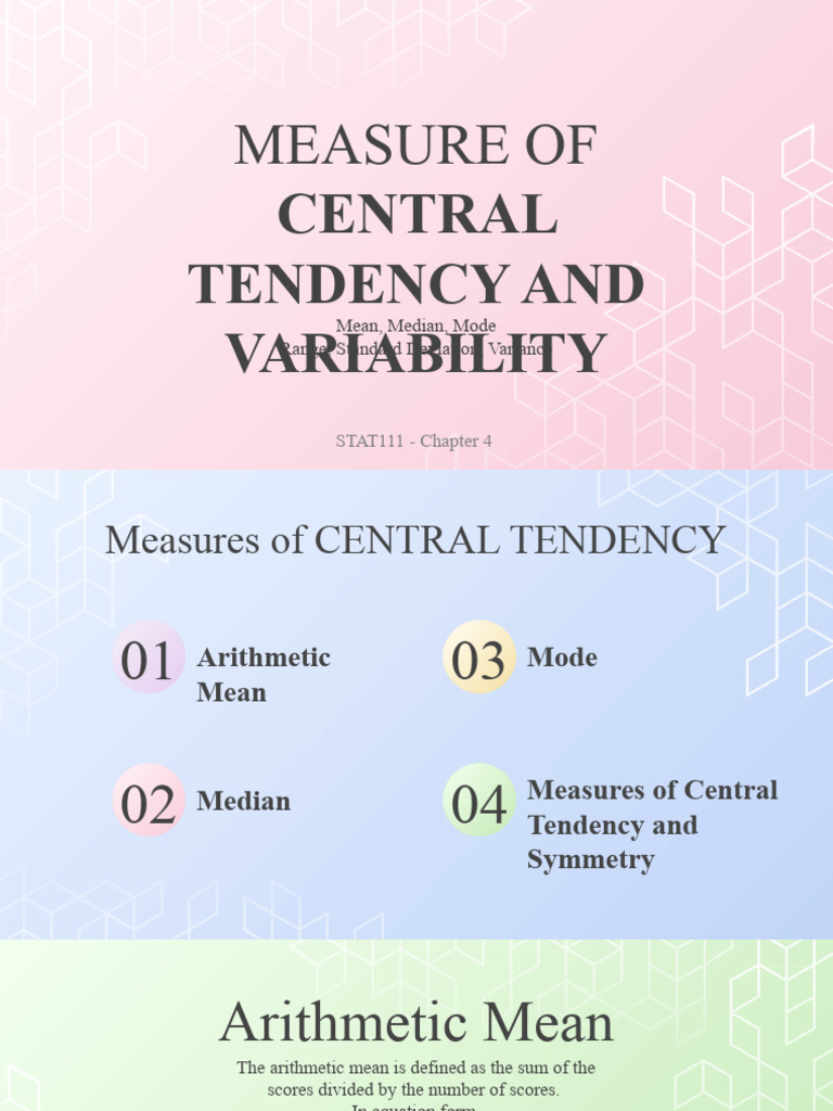 Chapter 4 Measures of Central Tendency and Variability | Download Free PDF | Mean | Mode ...