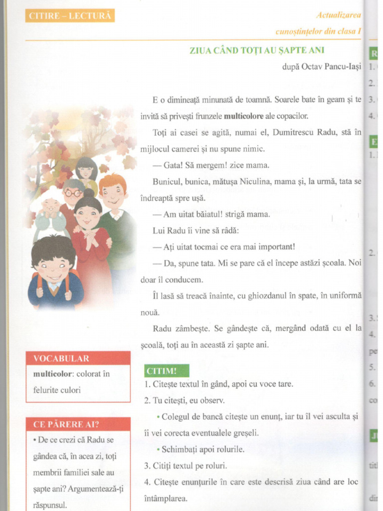 Ziua Cand Toti Au Sapte Ani - Lectia | PDF