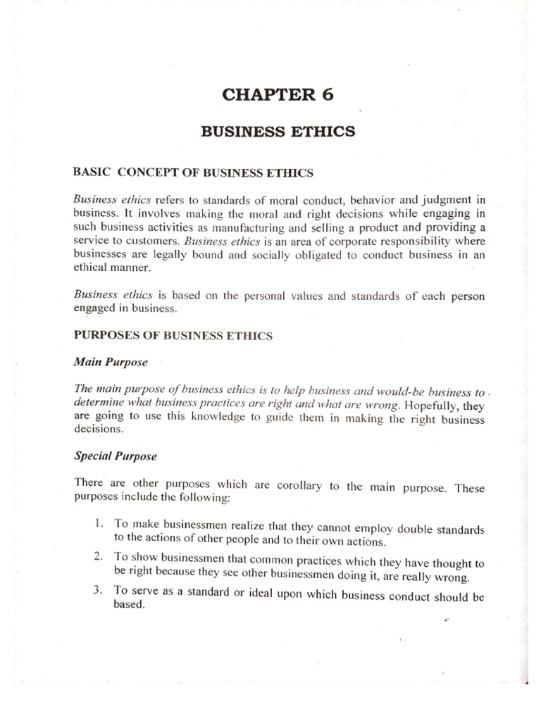 Chapter 6 Business Ethics | PDF