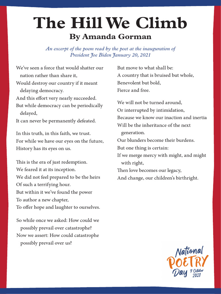 THE HILL WE CLIMB - Amanda Gorman | PDF | Poetry