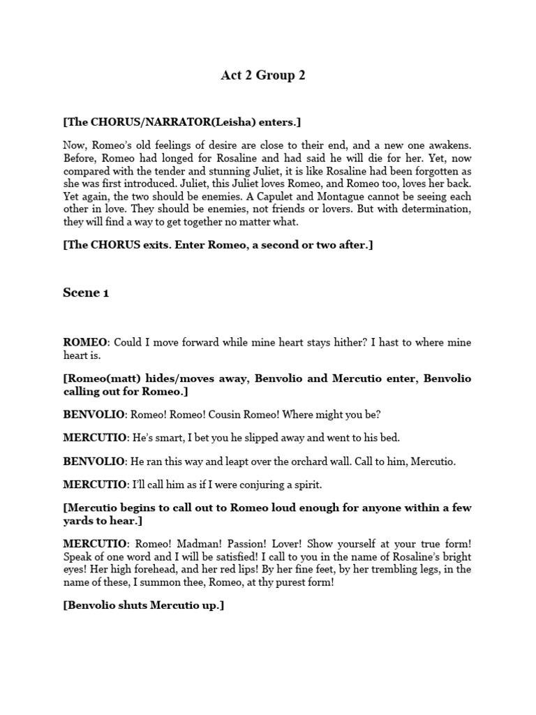 Romeo and Juliet Script (FINAL EDIT) | PDF | Characters In Romeo And ...
