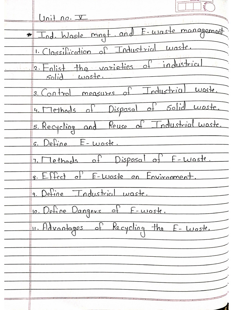 SWM-Oral Questions Unit No.5 | PDF