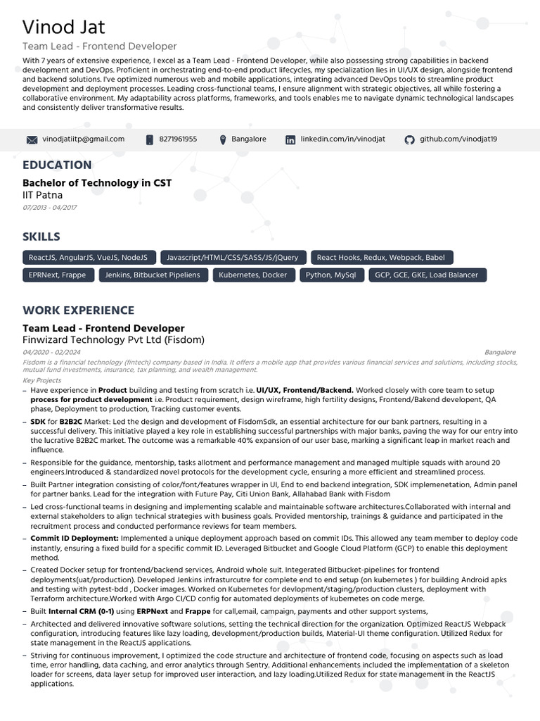 Vinod's Resume | PDF | Angular Js | Mobile App Vinod's Resume | PDF | Angular Js | Mobile App