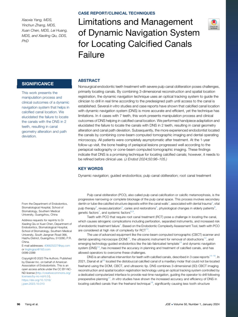 Limitations and Management of Dynamic Navigation S | Download Free PDF | Dental Anatomy | Human ...