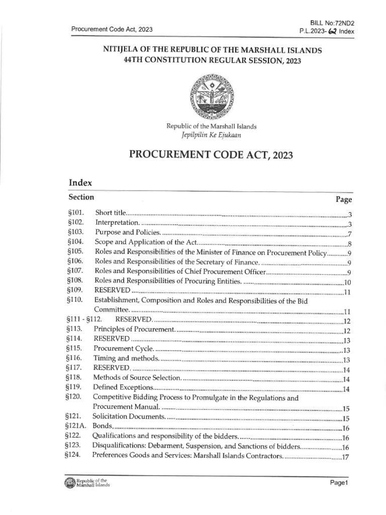 PL2023-62 NB No. 72ND2 Procurement Code Act 2023 | PDF