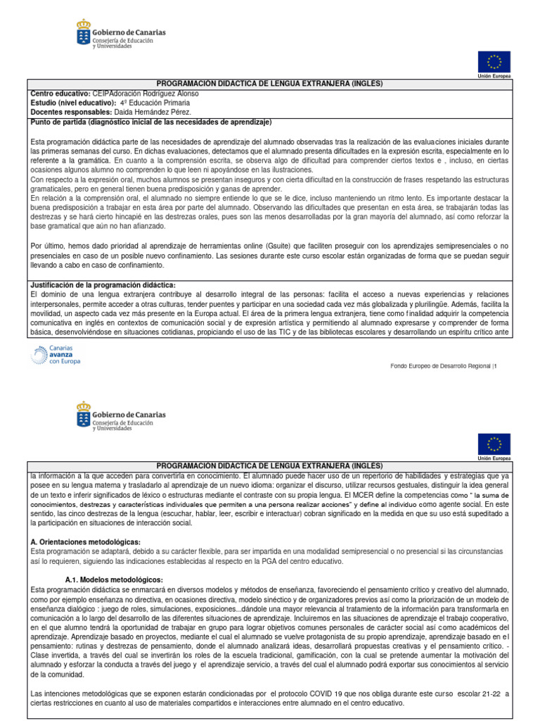 Ingl?s 4? | PDF | Evaluación | Aprendizaje