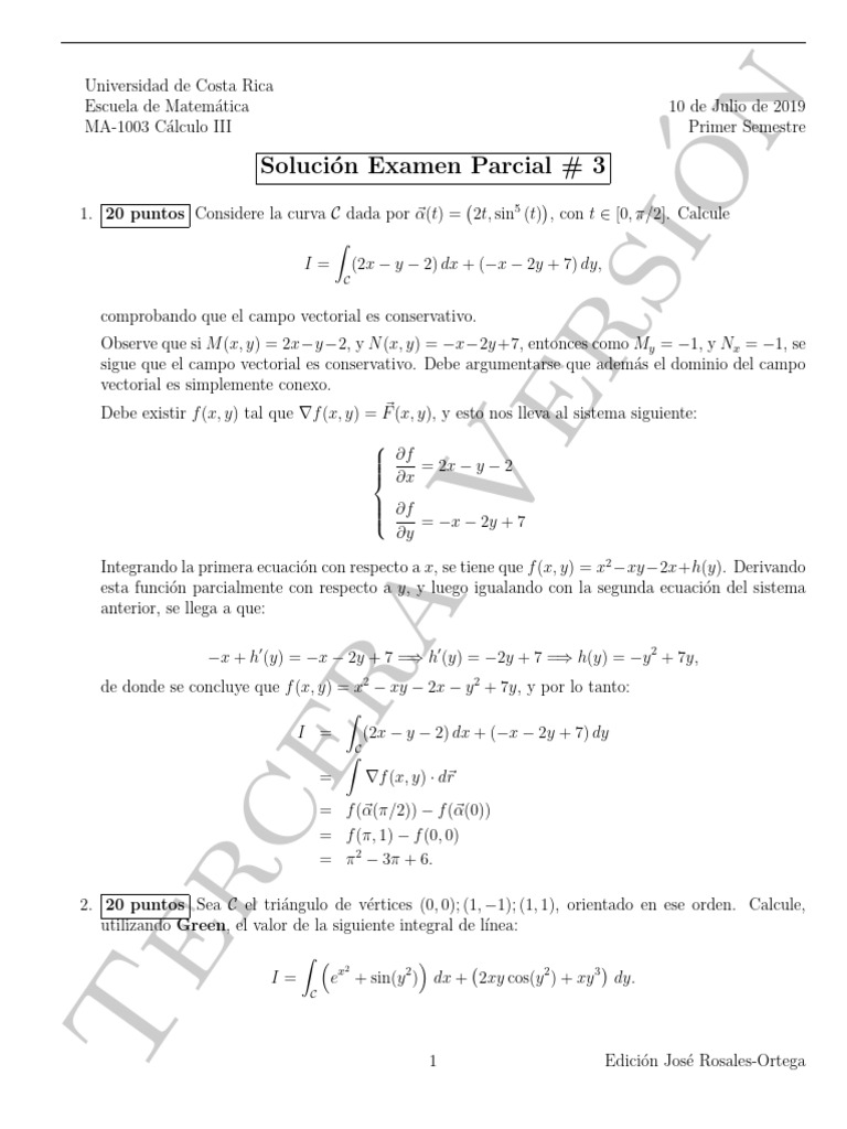 Parcial 3 MA 1003 I 2019 (Solucion) | PDF | Geometría | Matemáticas