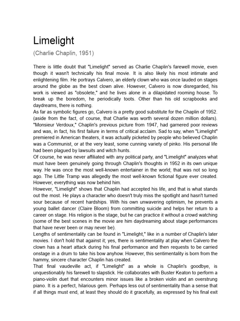 English Practice - Paper 1 (Film Review) | PDF | Charlie Chaplin