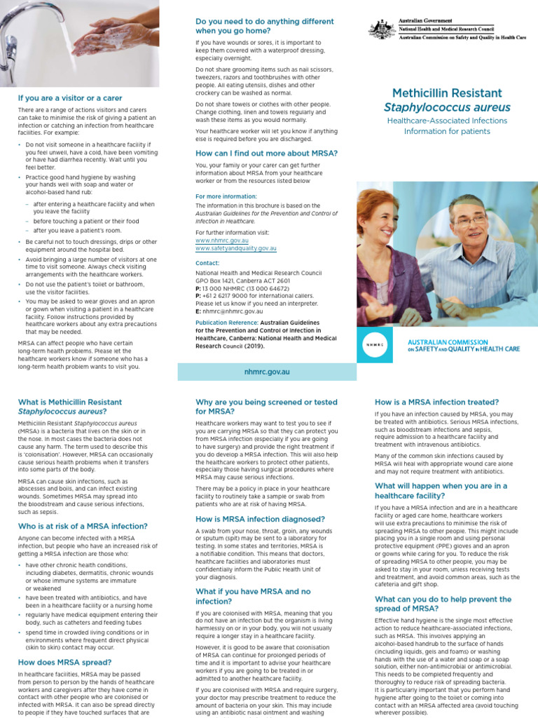 MRSA Consumer Factsheet Brochure | PDF | Methicillin Resistant ...
