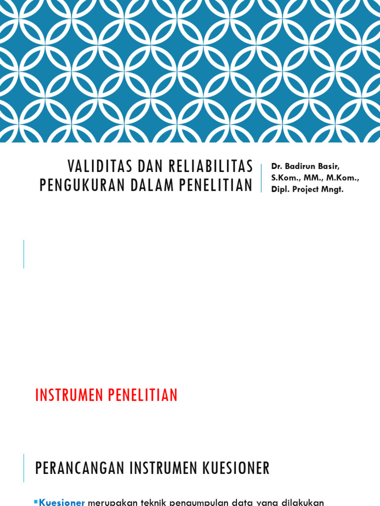 Validitas Dan Reabilitas MHS | PDF