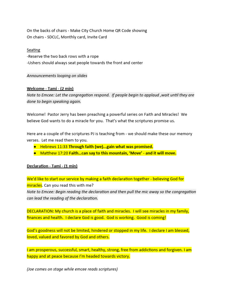 Service Wording - 9 - 4 - 2022 | PDF | Prayer | Jesus