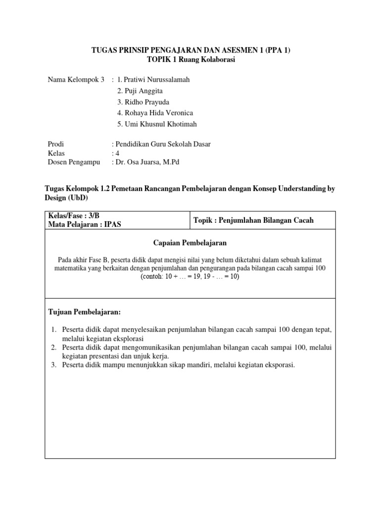 (Revisi) PPA 1 TOPIK 1. Ruang Kolaborasi TK 1.2 Kelompok 3 | PDF