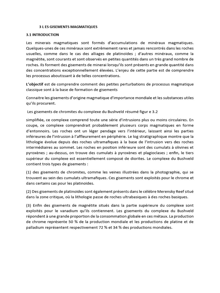 3 L Es Gisements Magmatiques | PDF | Roche magmatique | Magma