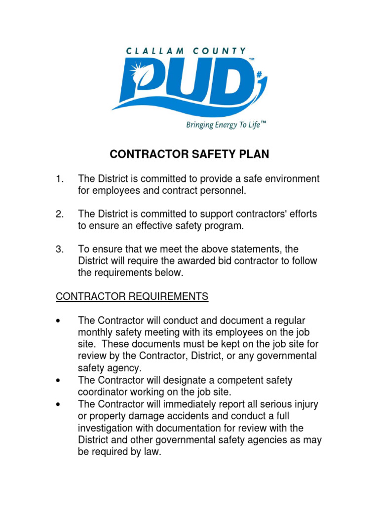 Contractor Safety Plan Template | PDF