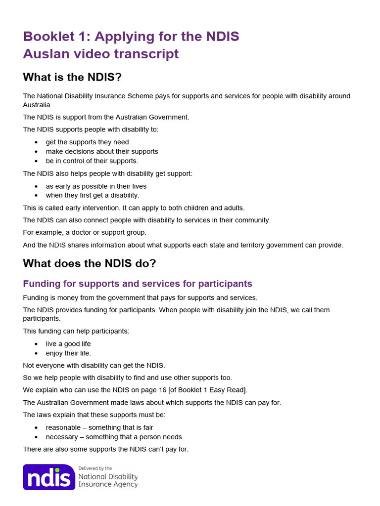 Booklet 1 - Applying For The Ndis 0 | Download Free PDF | Social ...