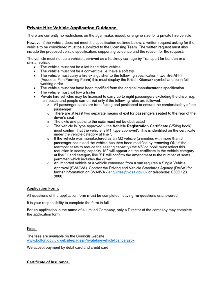 PHV Guidance | PDF | Vehicles | License