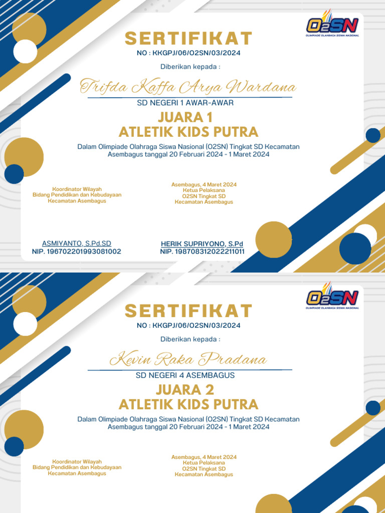 SERTIFIKAT O2SN | PDF