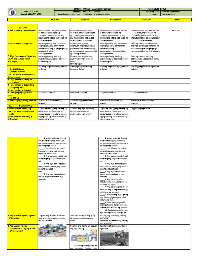 Epp4 Q3 W5 Aclazaro | PDF