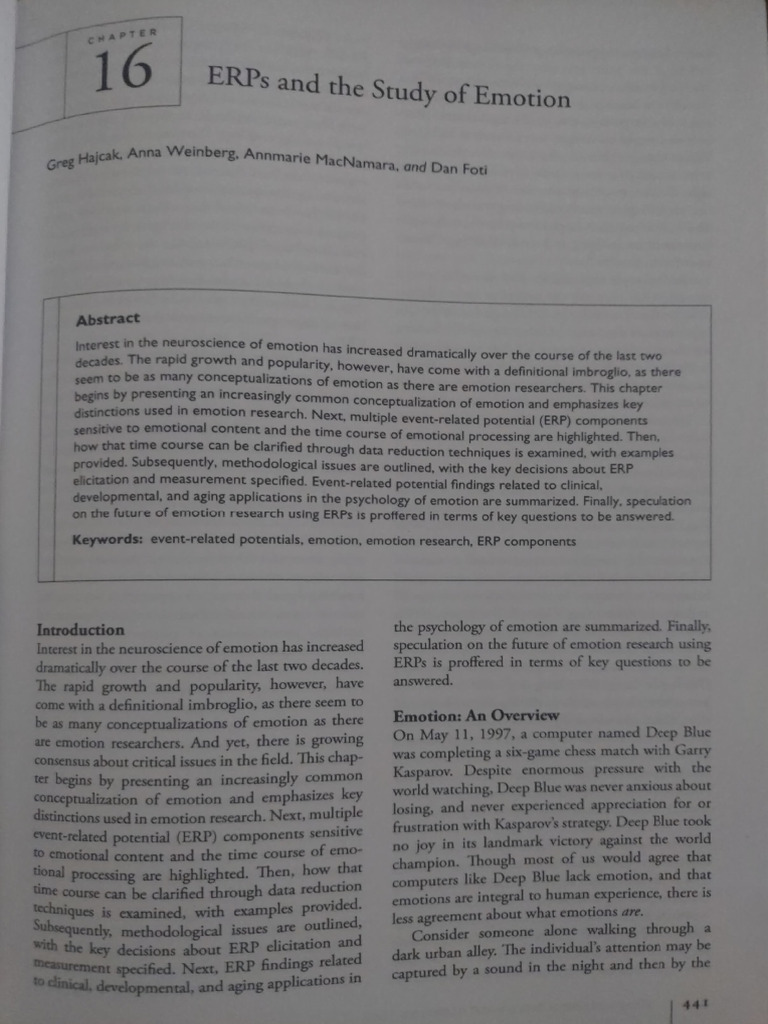 ERP and The Study of Emotion | PDF