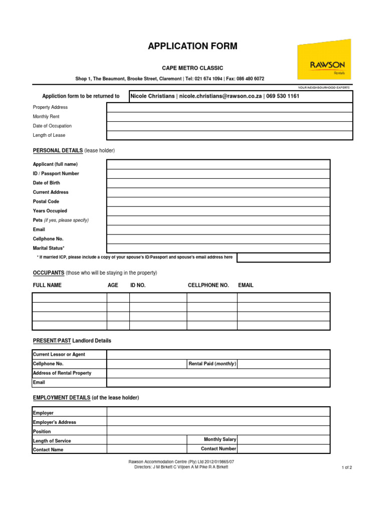 Application Form - Nicole | PDF | Lease | Landlord