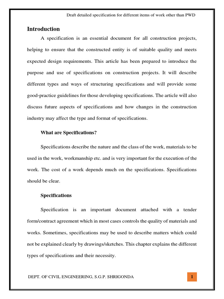 Introduction | PDF | Specification (Technical Standard) | Concrete