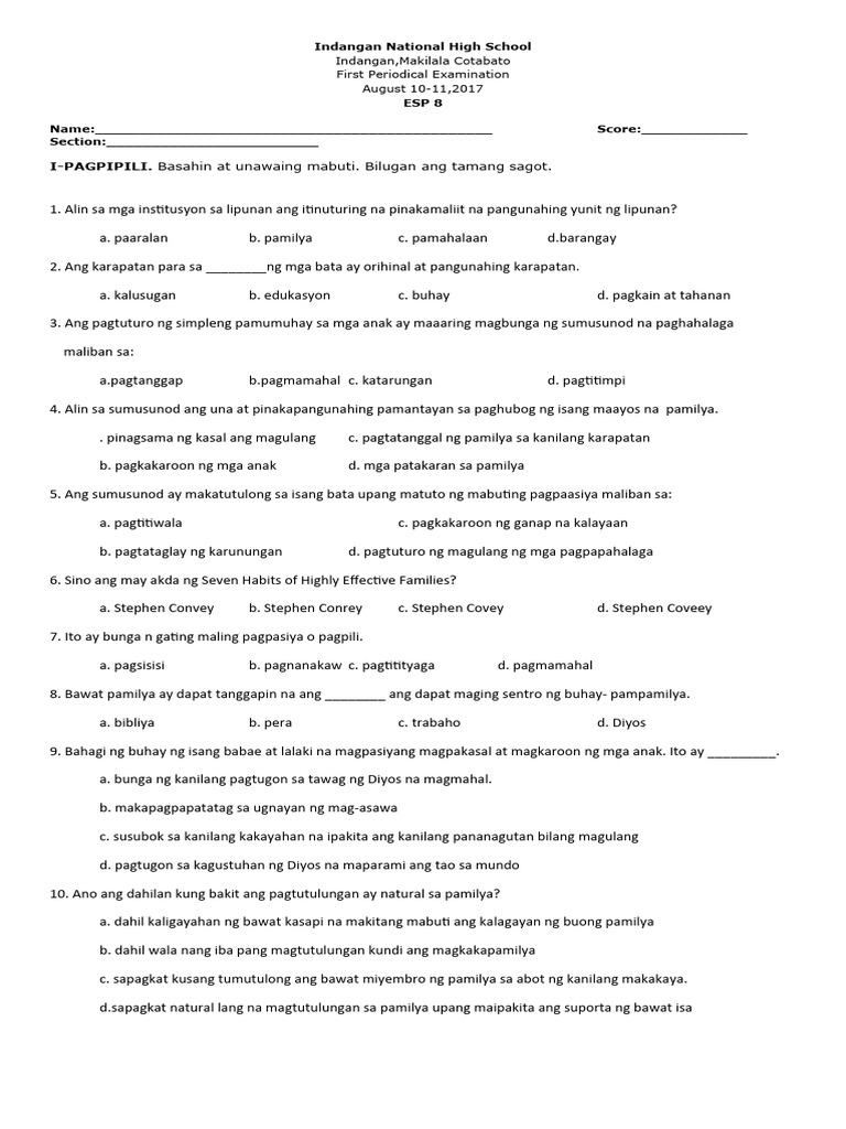 Esp 1ST, Sci, Ap | PDF