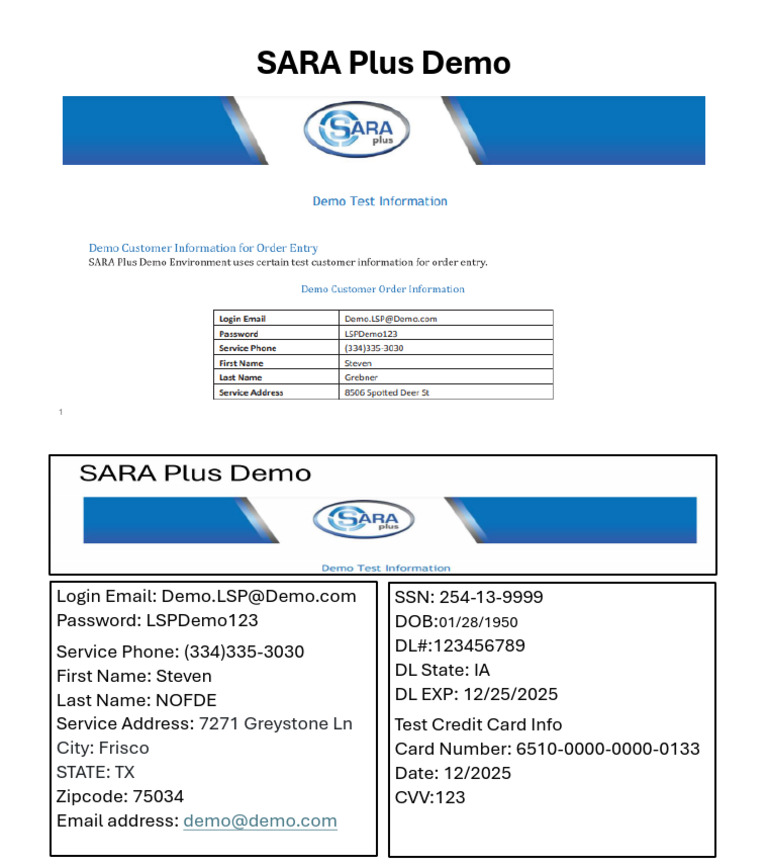 SARA Plus Demo - Onboarding | PDF