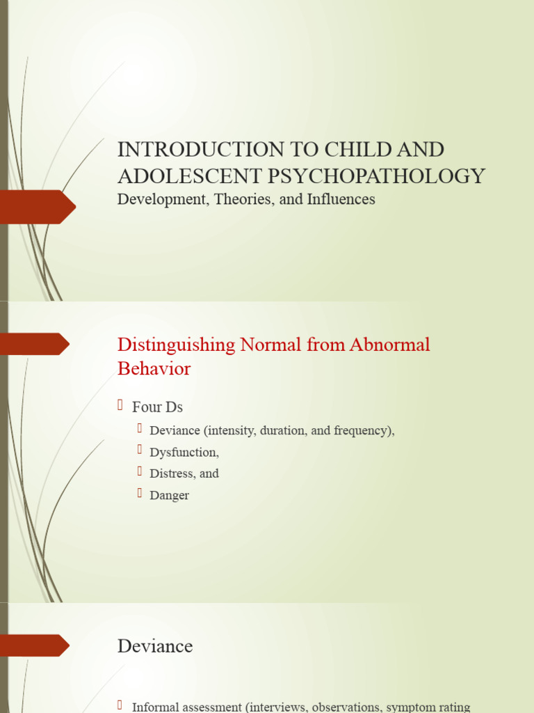 1 Introduction To Child and Adolescent Psychopathology 21022023 ...