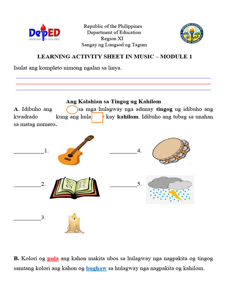 Learning Activity Sheet Music | PDF