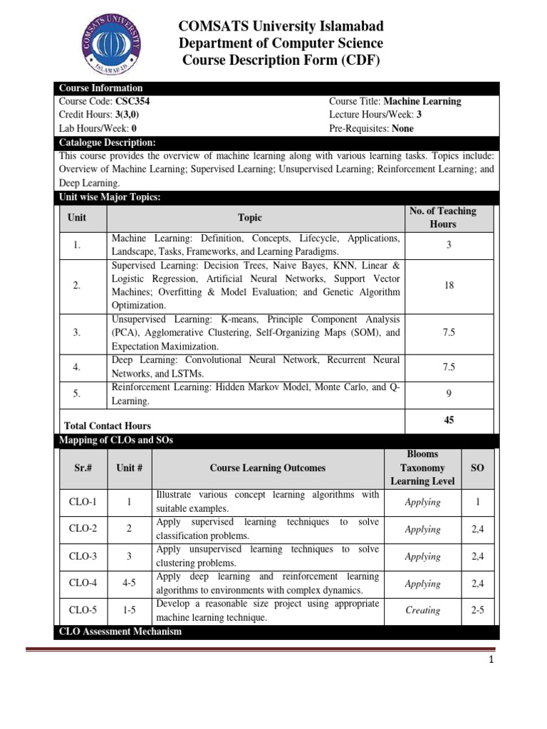 CSC354 ML CDF V3.1 | PDF | Machine Learning | Deep Learning