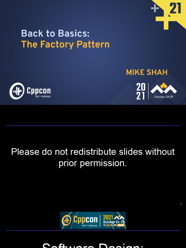 Mike Shah Cppcon 2021 Software Design Track Factory Pattern Pdf Method Computer Programming