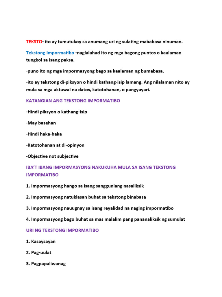 Filipino-reviewer (2nd sem) | PDF