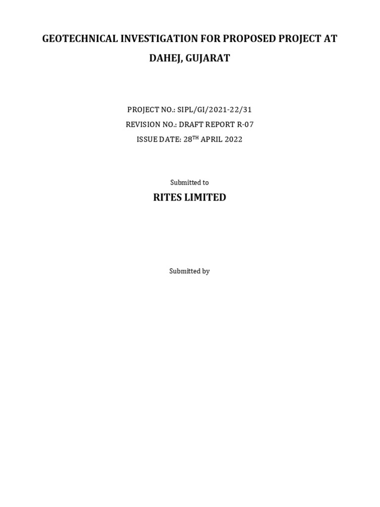 Geotechnical Report For Proposed Project at Dahej-Final | PDF ...