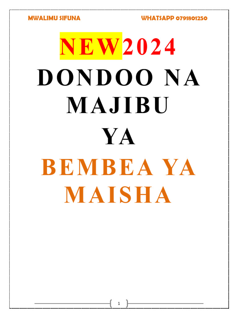 Bembea Dondoo Na Majibu | PDF