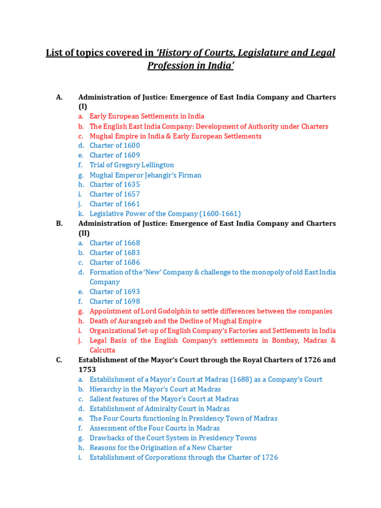 List of Topics Covered in Course | PDF | East India Company ...