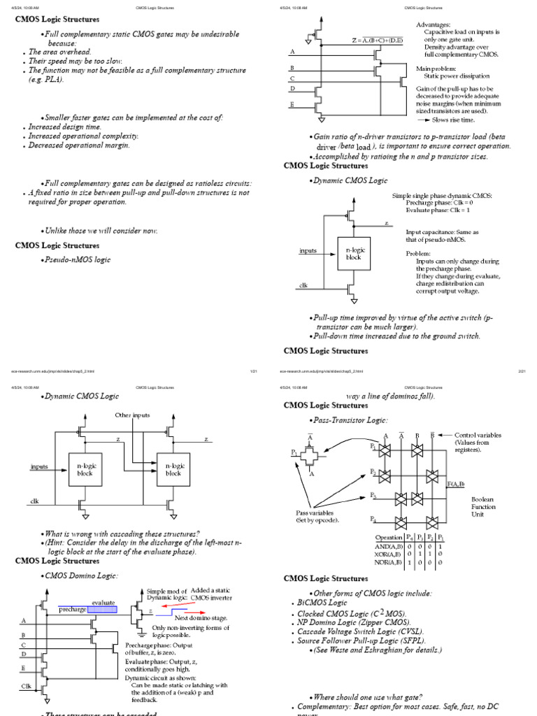 CMOS C2mos Logic Structures | PDF | Logic Gate | Cmos