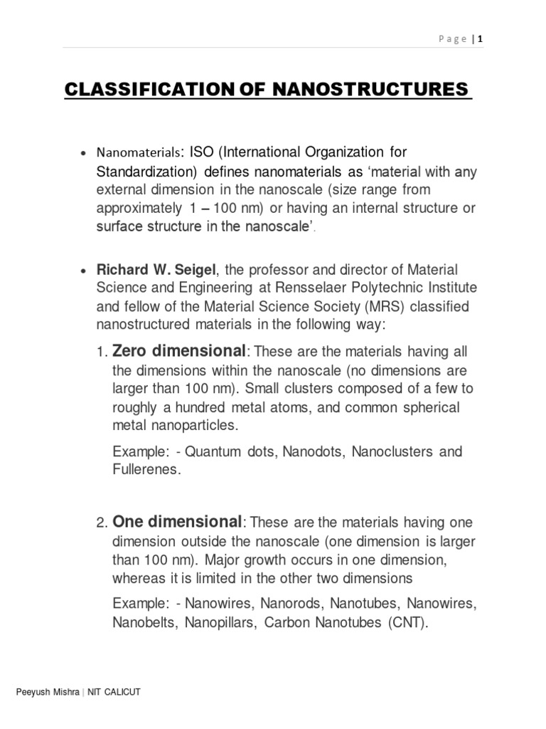 Classification of Nanostructures: Zero Dimensional | PDF ...