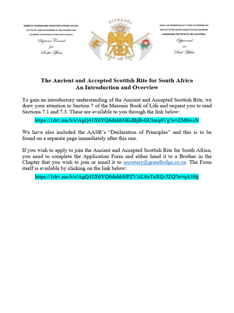 Introduction to Scottish Rite AASR | PDF | Freemasonry | Rituals