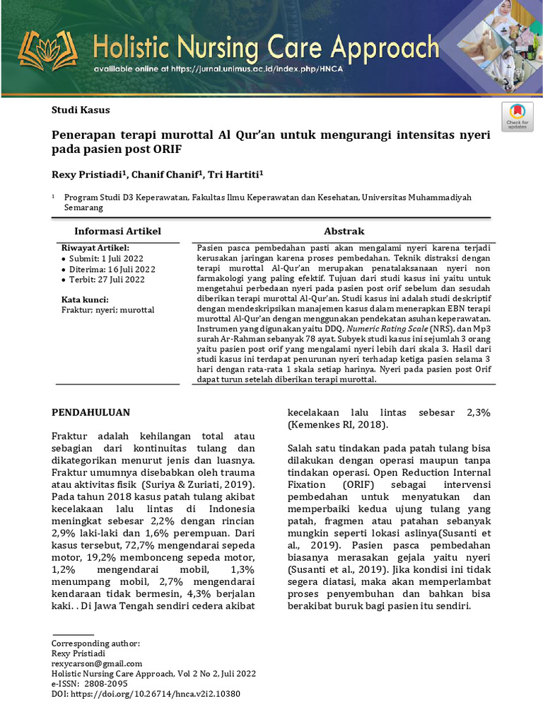 Penerapan Terapi Murottal Al Quran Untuk Menguran | PDF