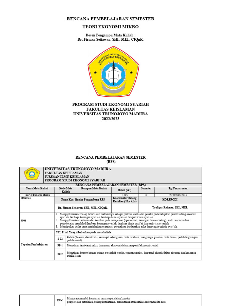 Teori Ekonomi Mikro 2023 | PDF