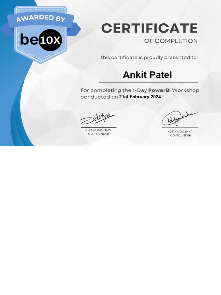 Bi Certificate Pdf